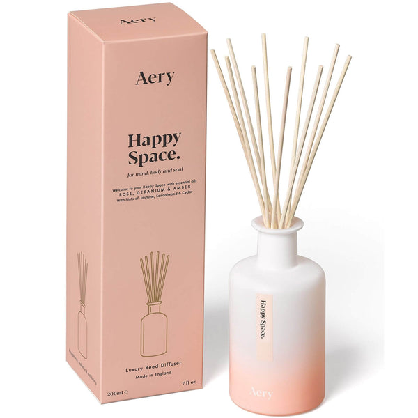 Aery Happy Space Reed Diffuser - Rose Geranium & Amber – Bejeweled At Soul