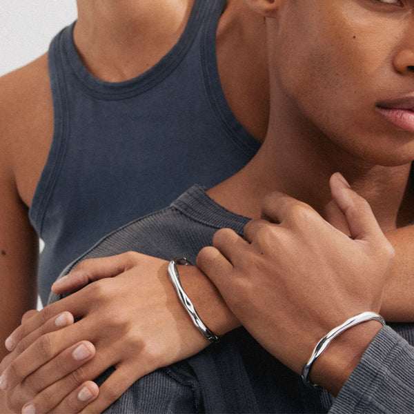 Pilgrim Silver Hammered Effect Bangle