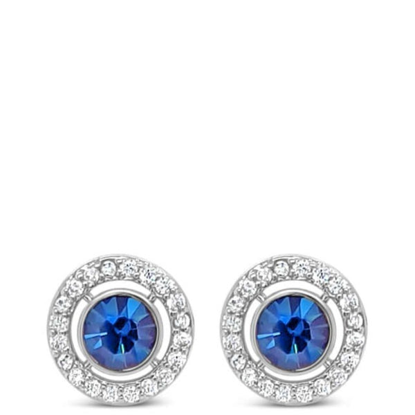 Absolute Silver & Midnight Blue Halo Stud Earrings – Bejeweled At Soul