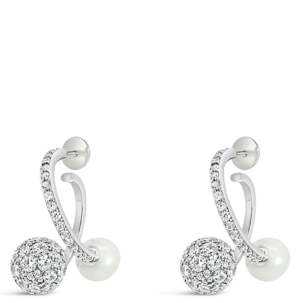 Absolute Silver Pearl & Sphere Hoop Earrings – Bejeweled At Soul