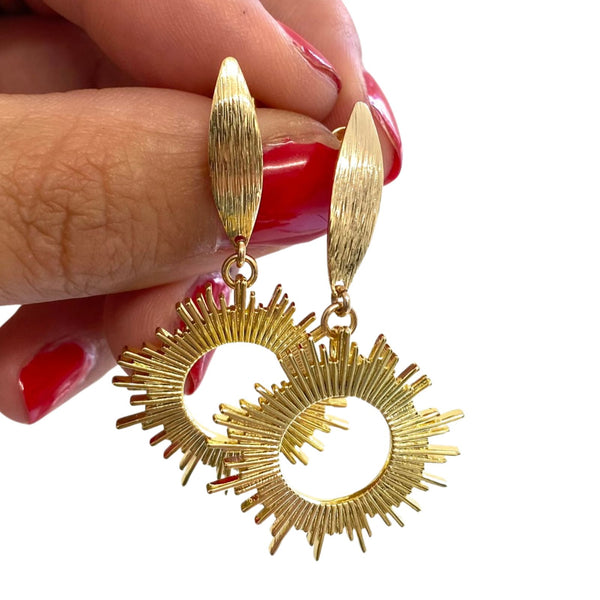 Angela D'Arcy Gold Large Sun Burst Earrings – Bejeweled At Soul