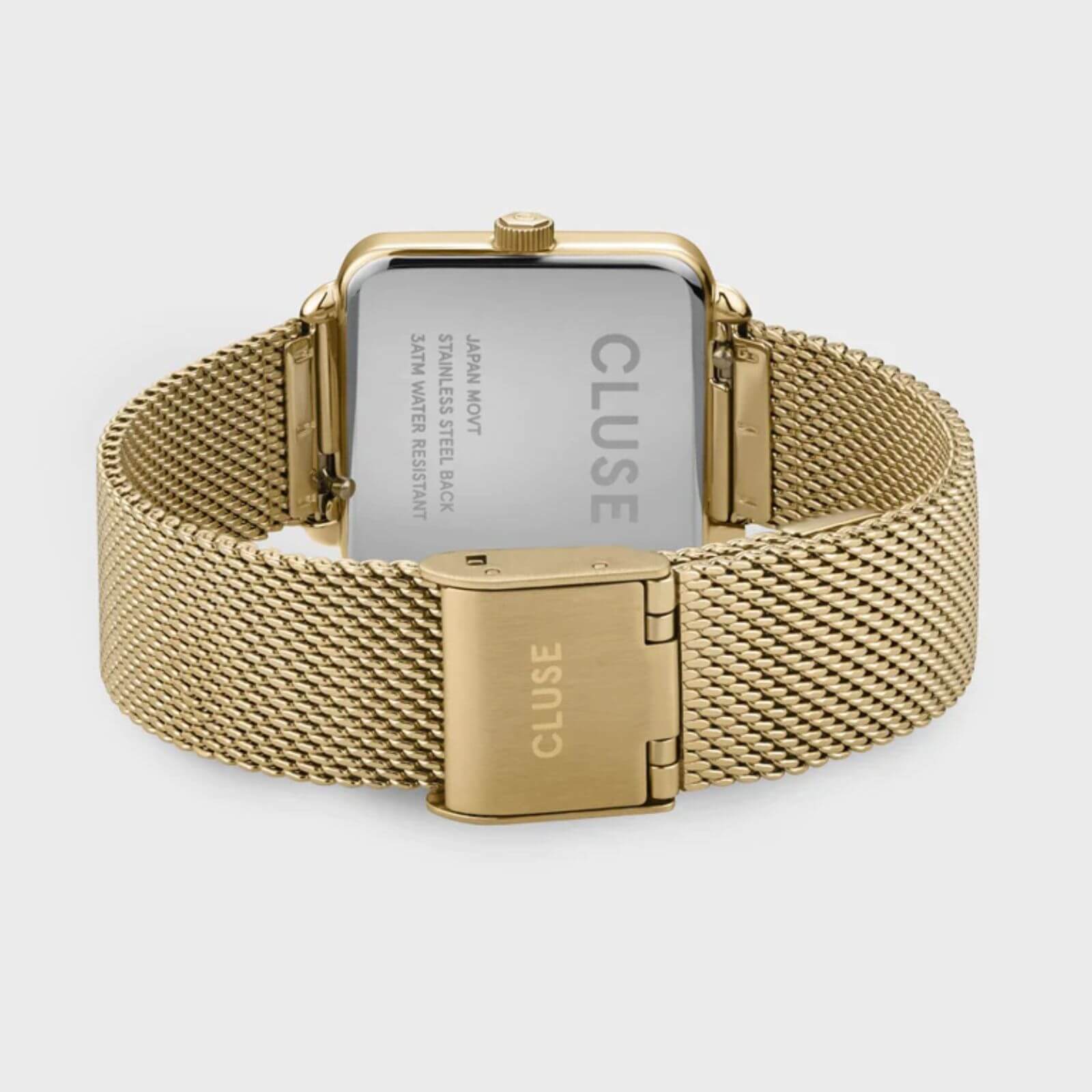 Cluse La Tetragone Gold Mesh Square Dial Watch - White