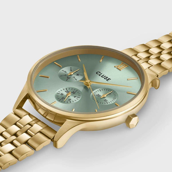 Cluse Minuit Multifunction Gold Watch - Sage Green