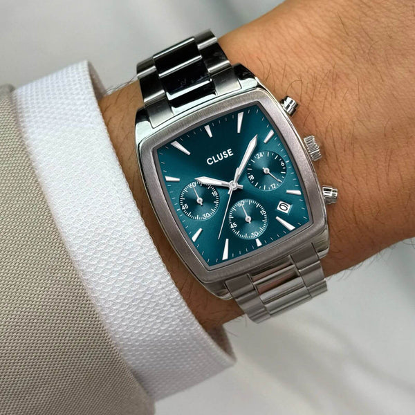 Cluse Quartaut Chrono Steel Silver Watch - Blue