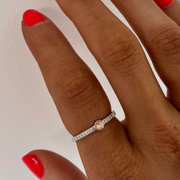 Rebecca Judith Silver Dainty Ring - Peach