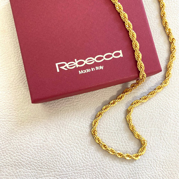 Rebecca My World Gold Twist Chain Necklace BWVKBO99