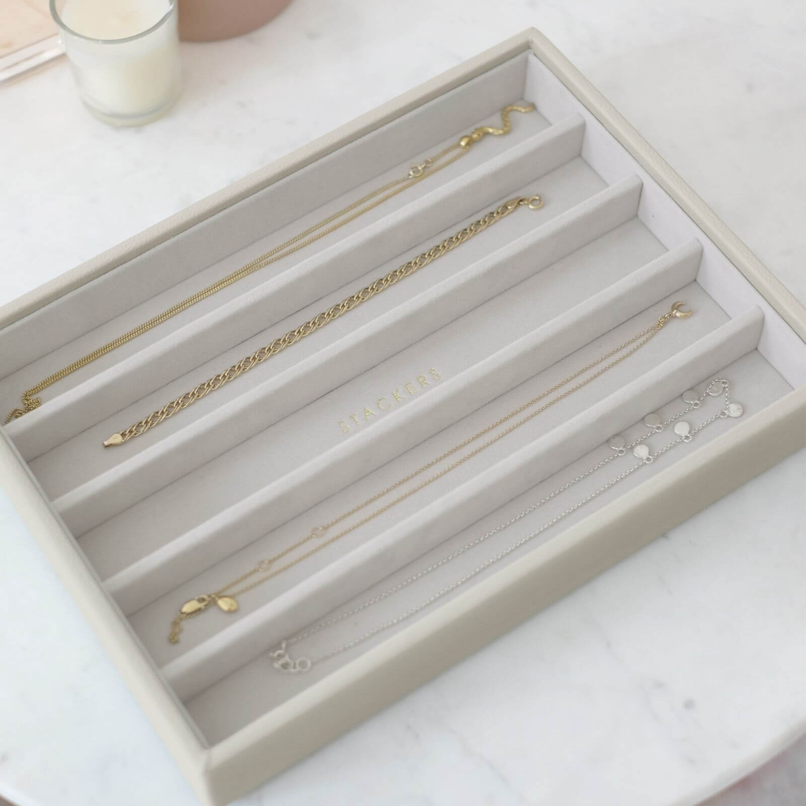 Stackers Classic Jewellery Box (5 Section Layer) - Oatmeal