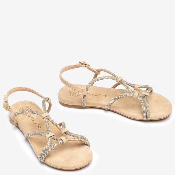 Unisa Cooper Nude Sparkle Flat Sandals – Bejeweled At Soul