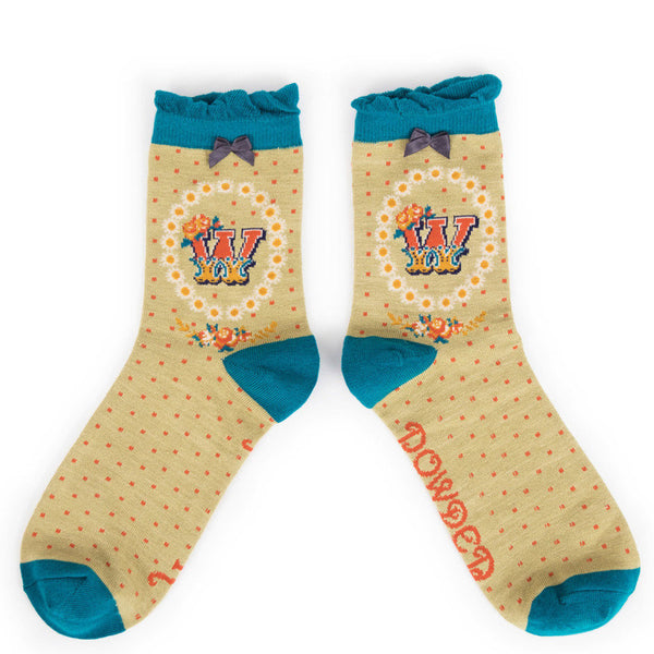 Powder Initial W Ankle Socks – Bejeweled At Soul